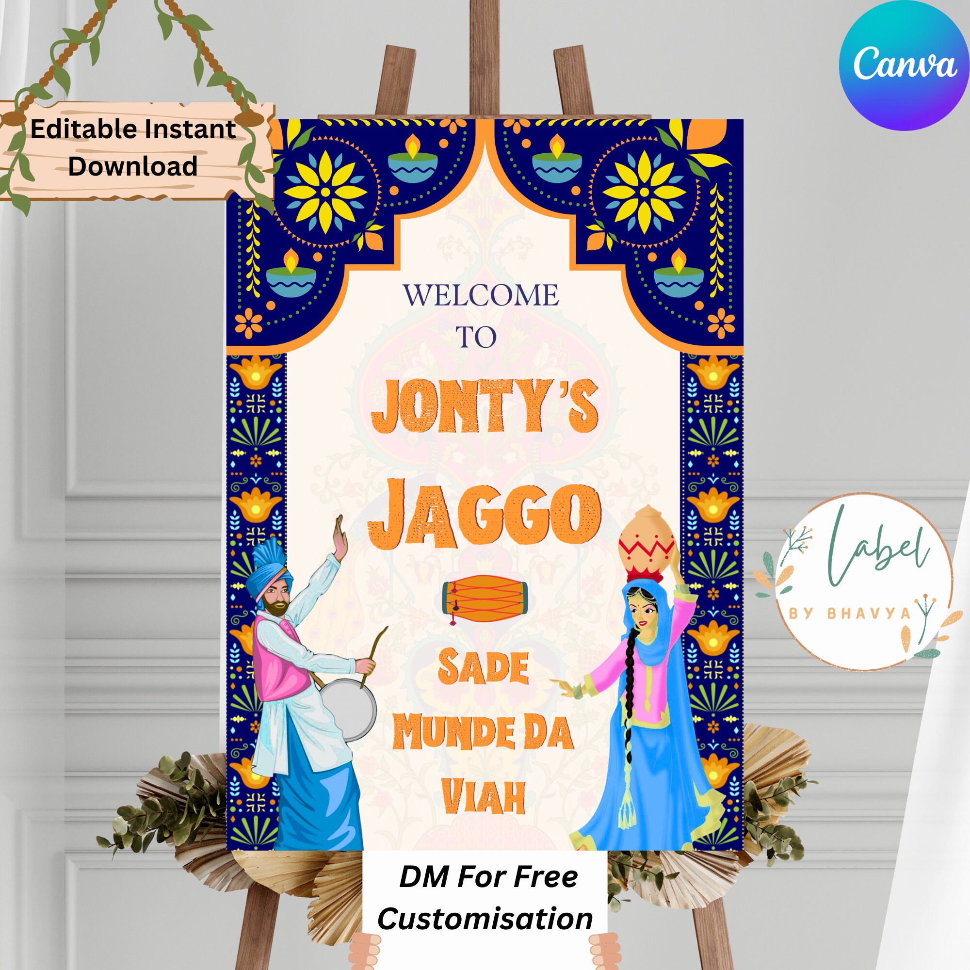 Editable Jaggo Welcome Signage ,punjabi Wedding Decor Signage,welcome ...