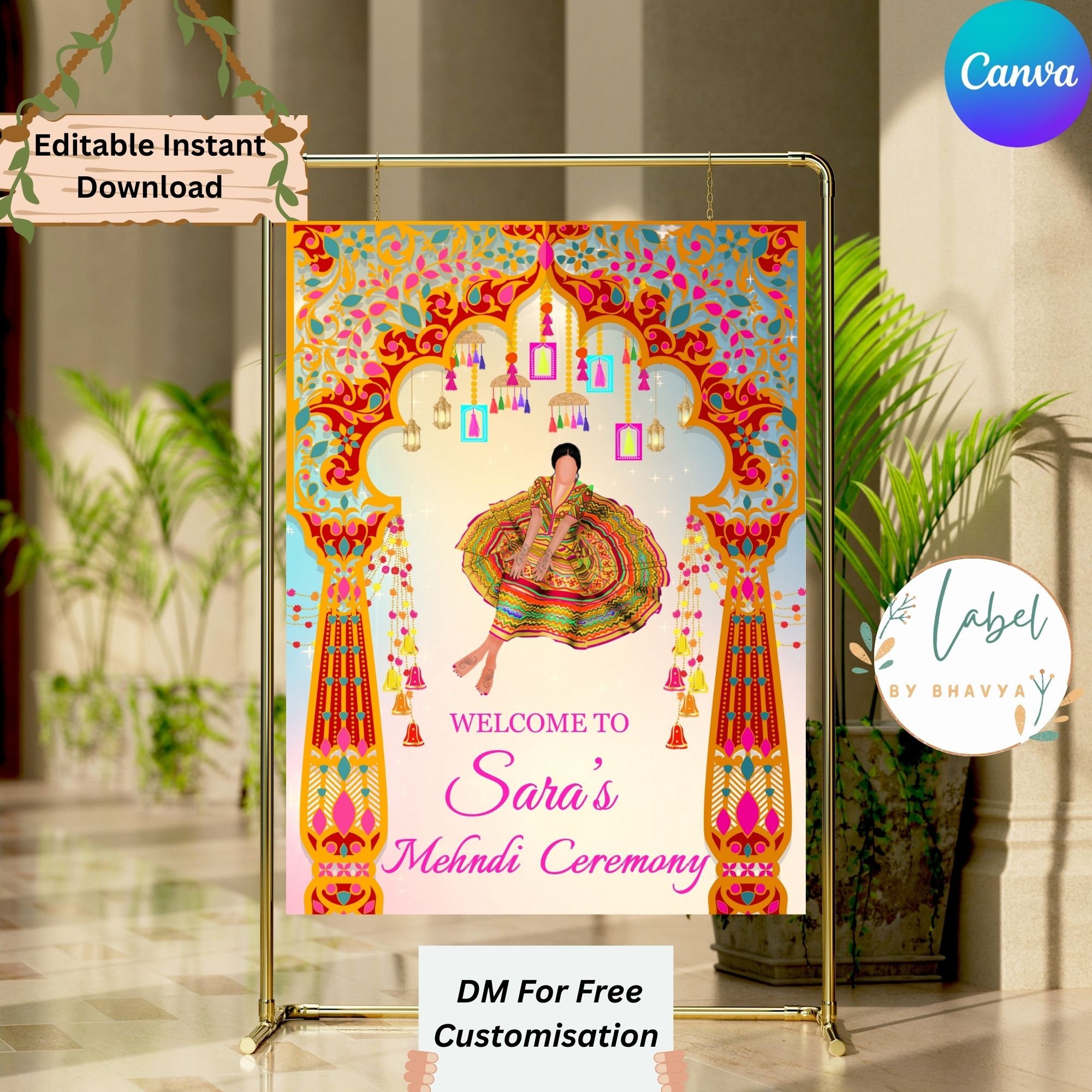 Buy Editable Mehendi Welcome Sign Template,mehndi Welcome Sign,mehndi ...