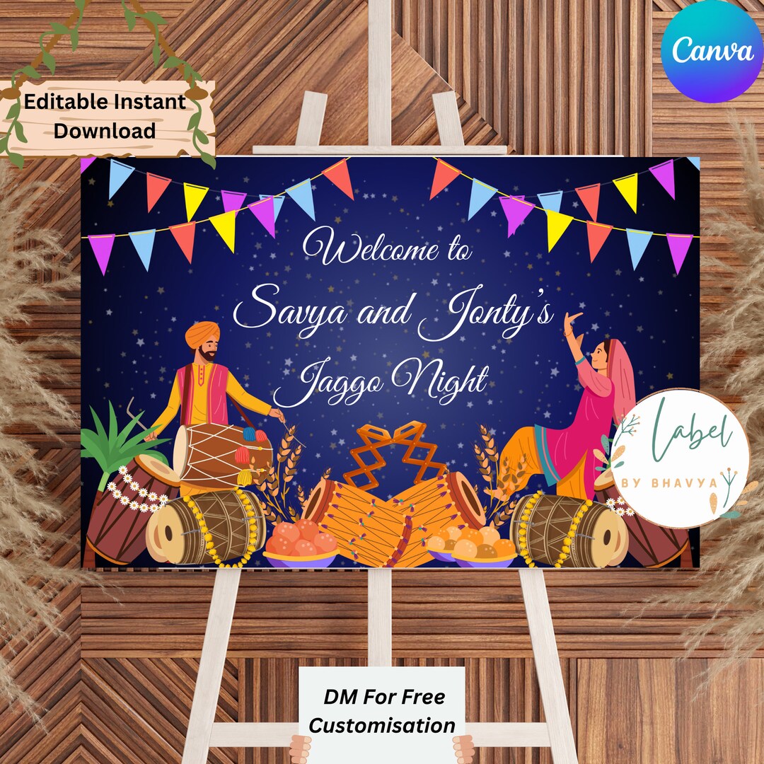 Editable Jaggo Welcome Signage ,punjabi Wedding Decor Signage,welcome ...
