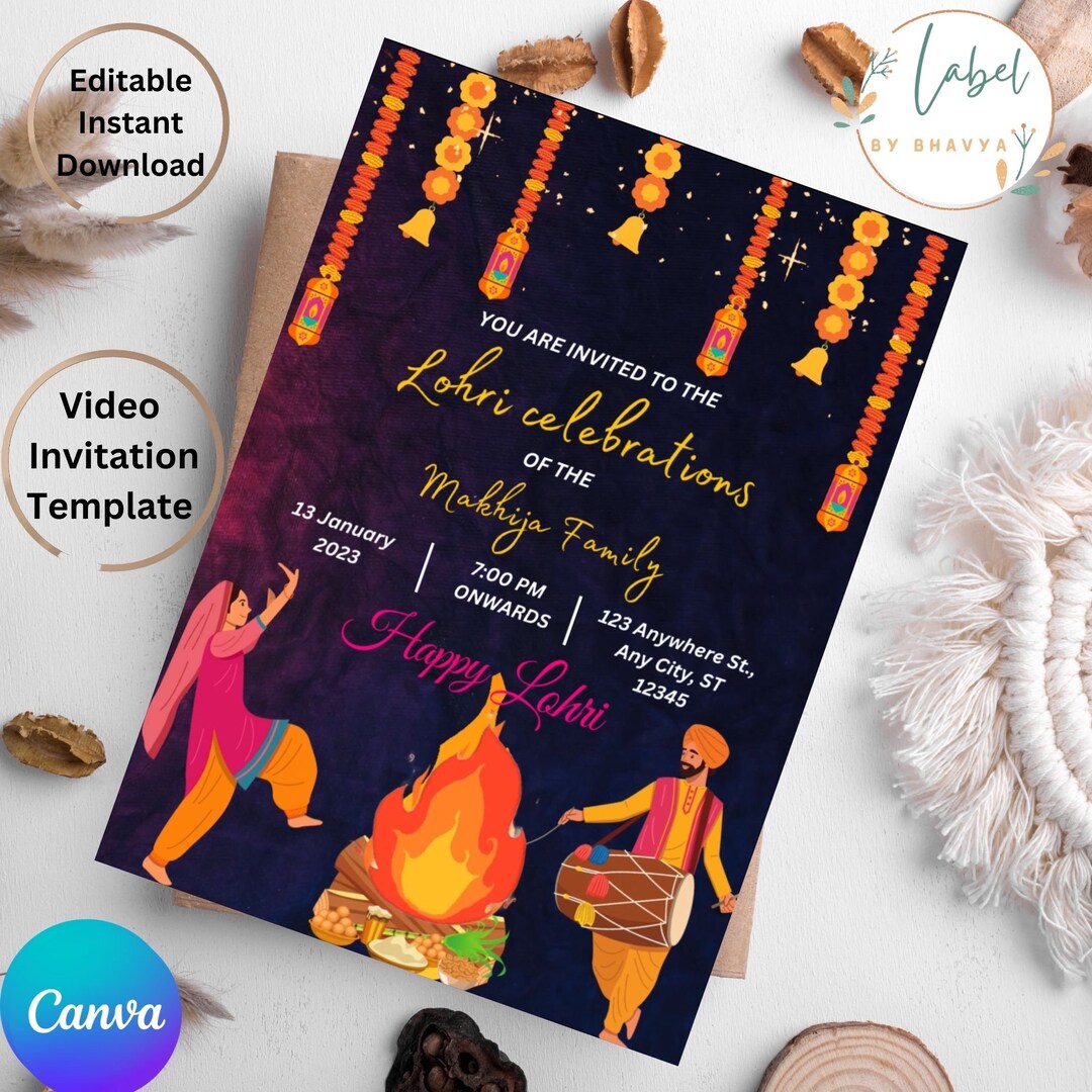 Editable Video Lohri Invitation,lohri Invite,1st Lohri Invitation,lohri ...
