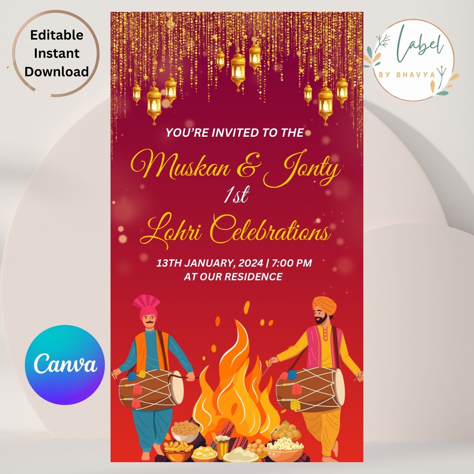 Editable Lohri Invitation,lohri Invite,1st Lohri Invitation,lohri Party ...