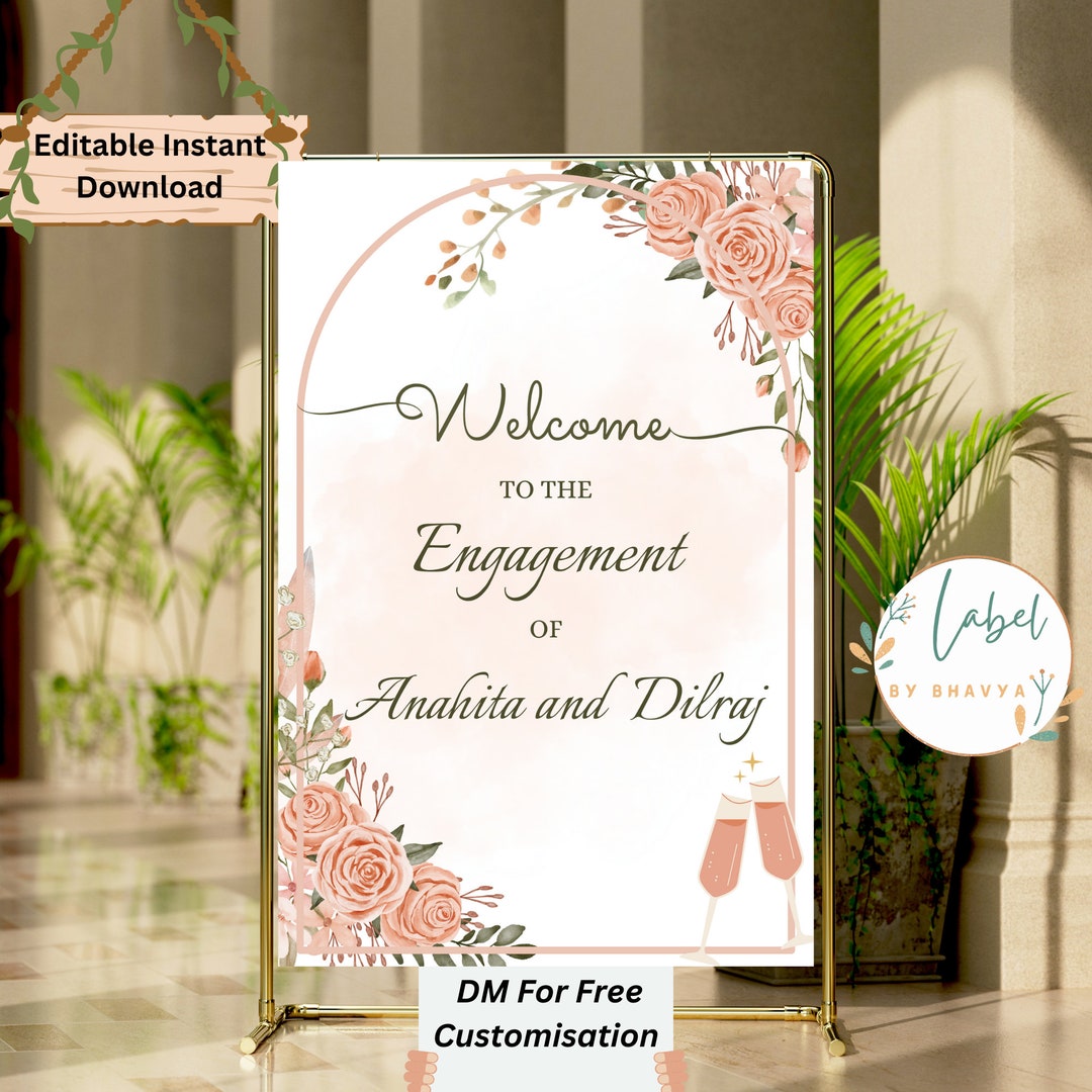 Editable Engagement Welcome Sign Template, Engagement Welcome Sign ...