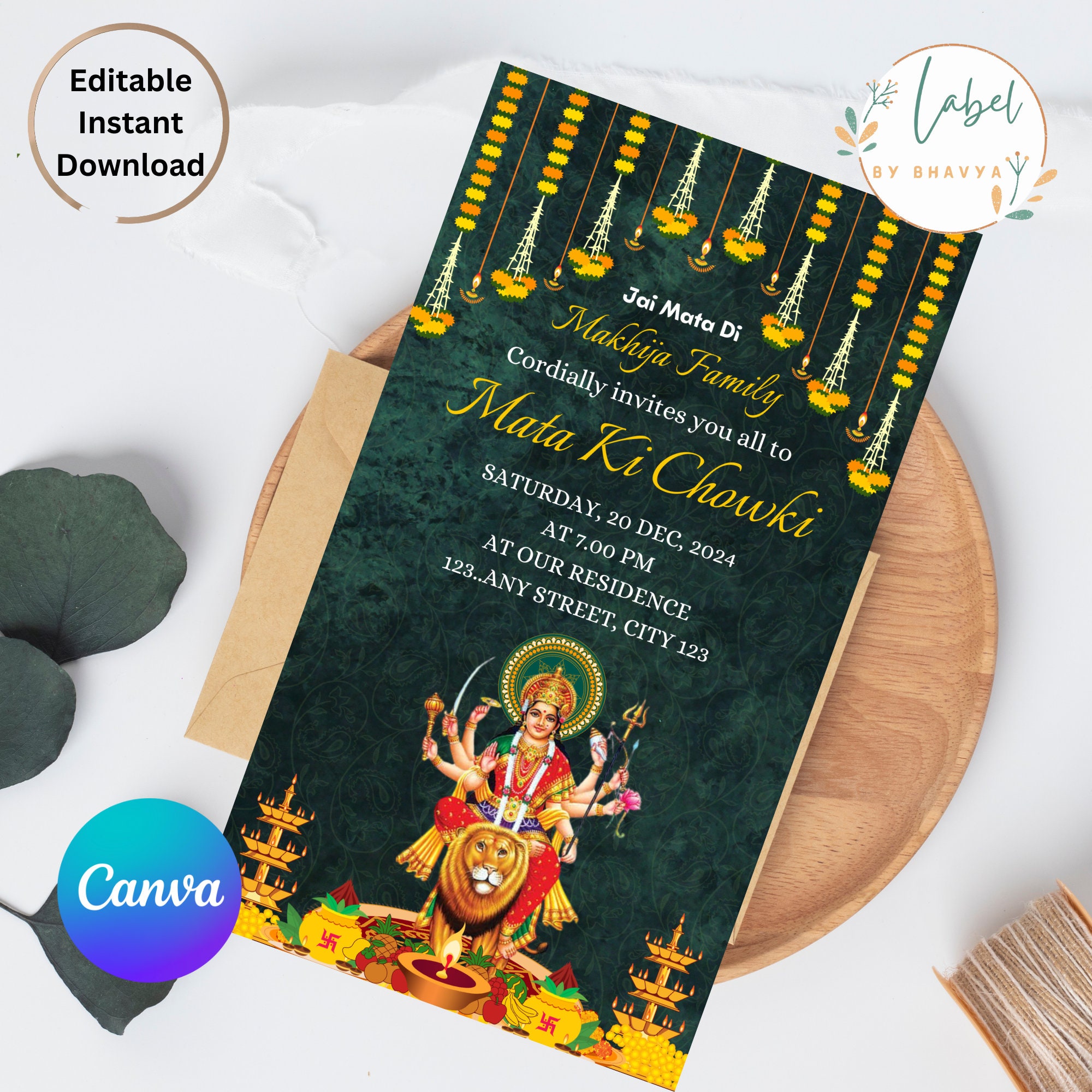Editable Mata Ki Chowki Invitation Template Digital Invitation Mata Ka ...