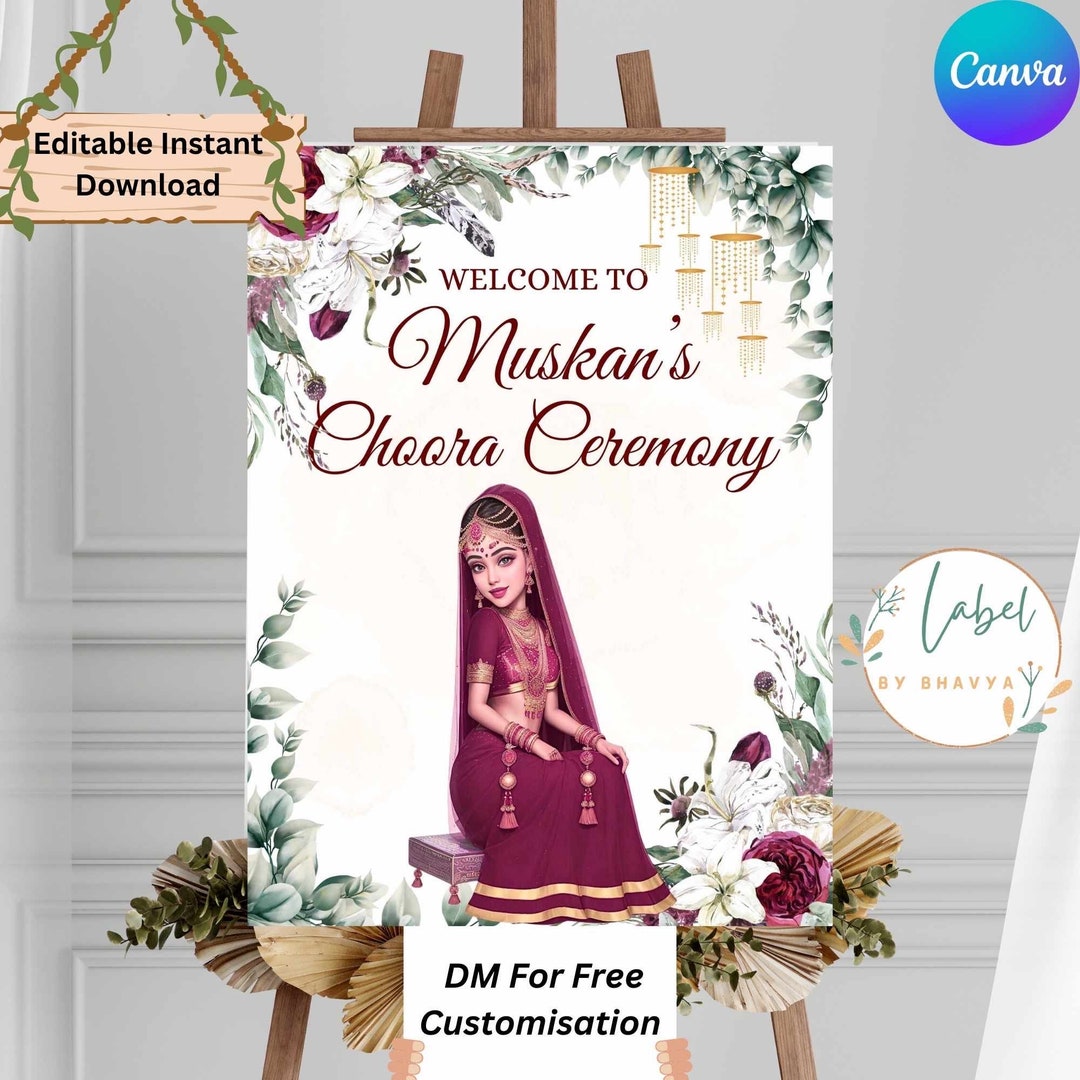 Editable Choora Signs & Choora Welcome Signs,chooda Welcome Sign,chura ...