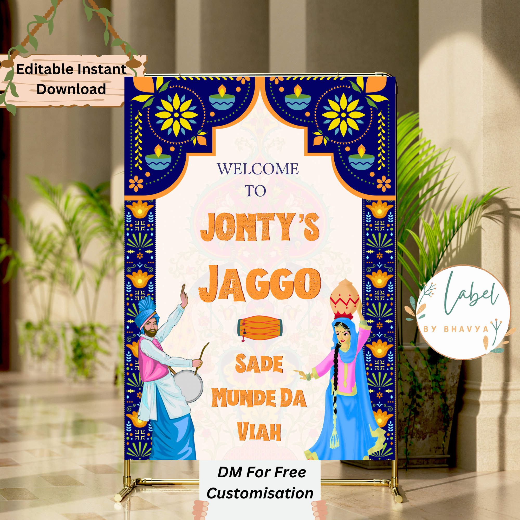 Editable Jaggo Welcome Signage ,punjabi Wedding Decor Signage,welcome ...
