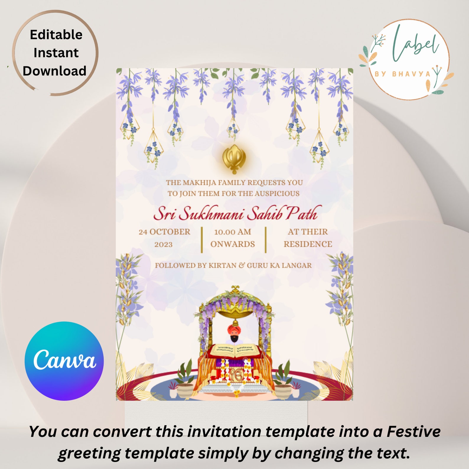 Editable Digital Sukhmani Sahib Path Invitation, Akhand Path Sahib ...