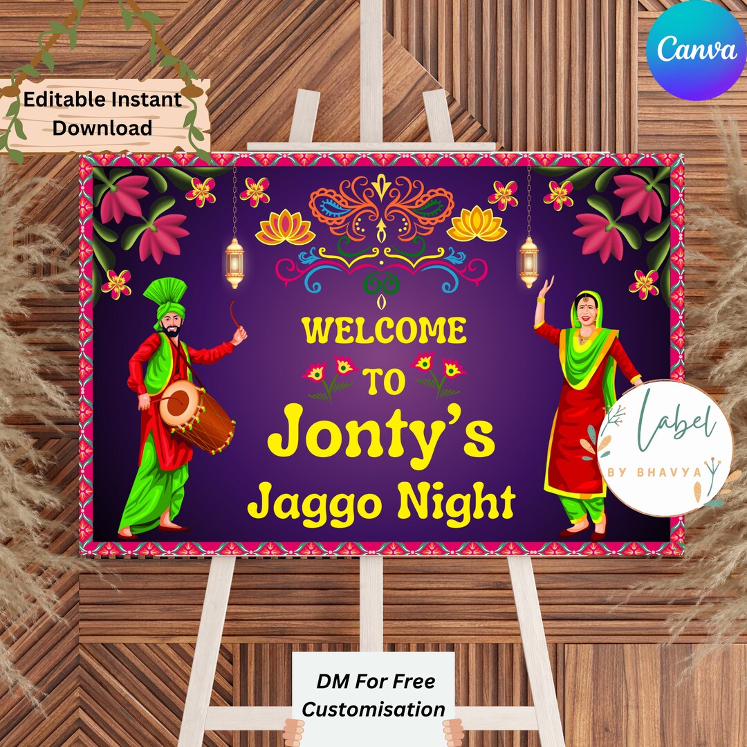 Editable Jaggo Welcome Signage ,punjabi Wedding Decor Signage,welcome ...