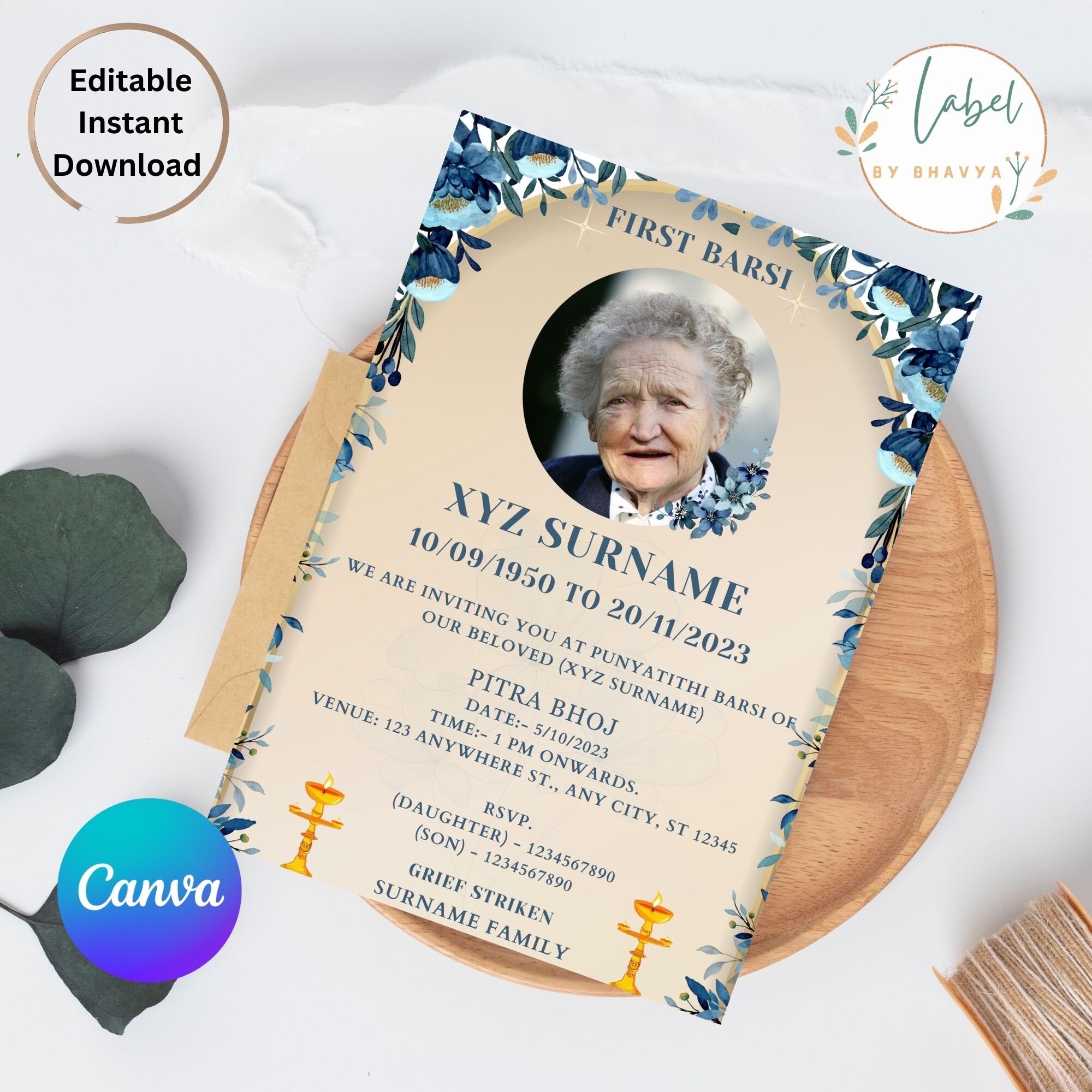 Editable Funeral Program Invitation Funeral Announcement - Etsy