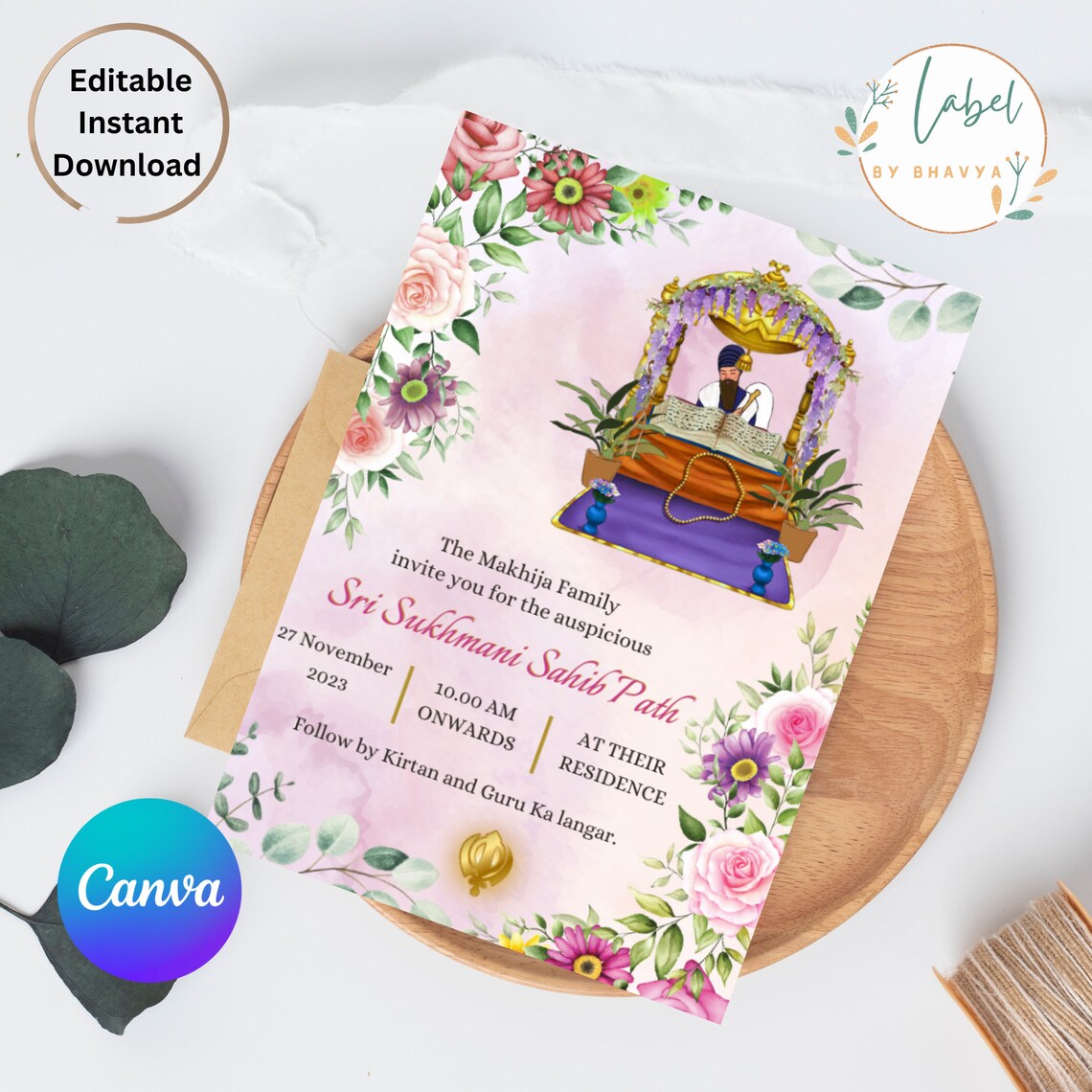 Editable Digital Sukhmani Sahib Path Invitation Akhand Path - Etsy