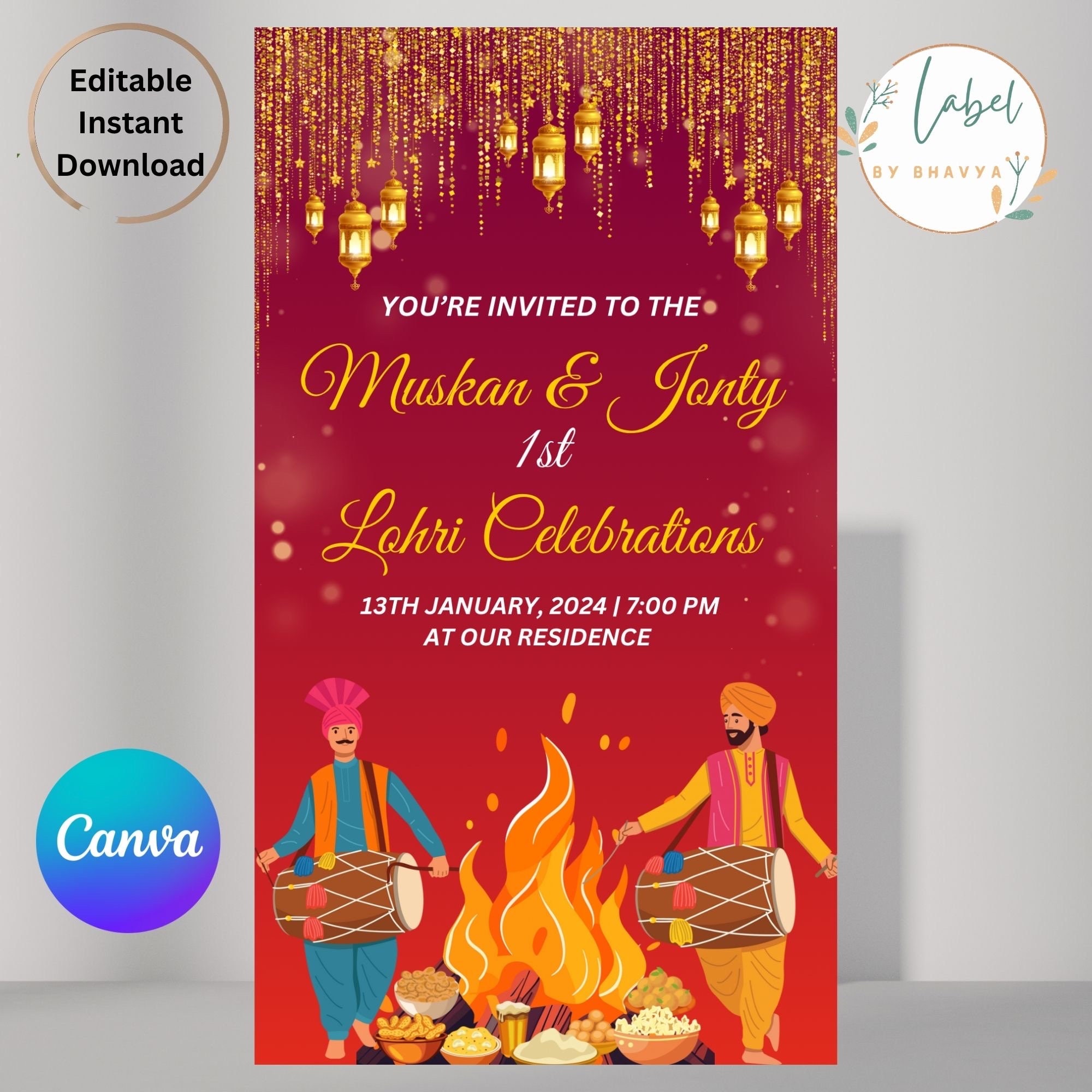 Editable Lohri Invitation,lohri Invite,1st Lohri Invitation,lohri Party ...