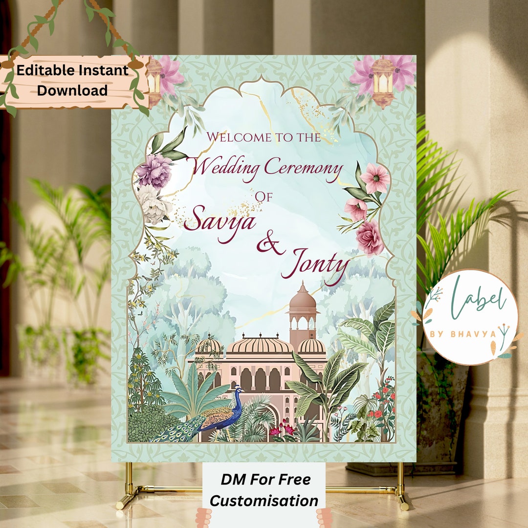 Editable Indian Wedding Welcome Sign Template,hindu Wedding Welcome ...
