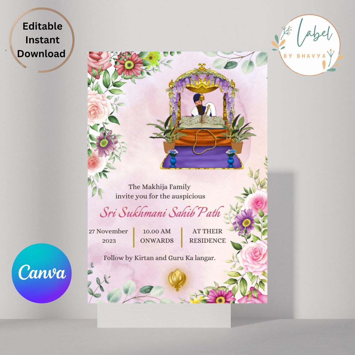 Editable Digital Sukhmani Sahib Path Invitation Akhand Path - Etsy