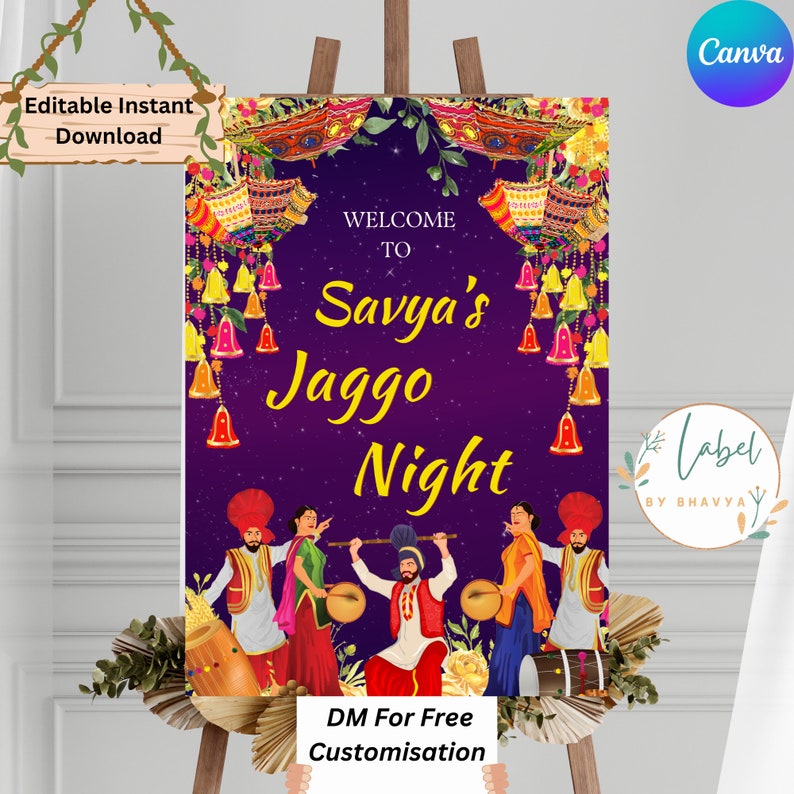 Editable Jaggo Welcome Signage ,punjabi Wedding Decor Signage,welcome ...