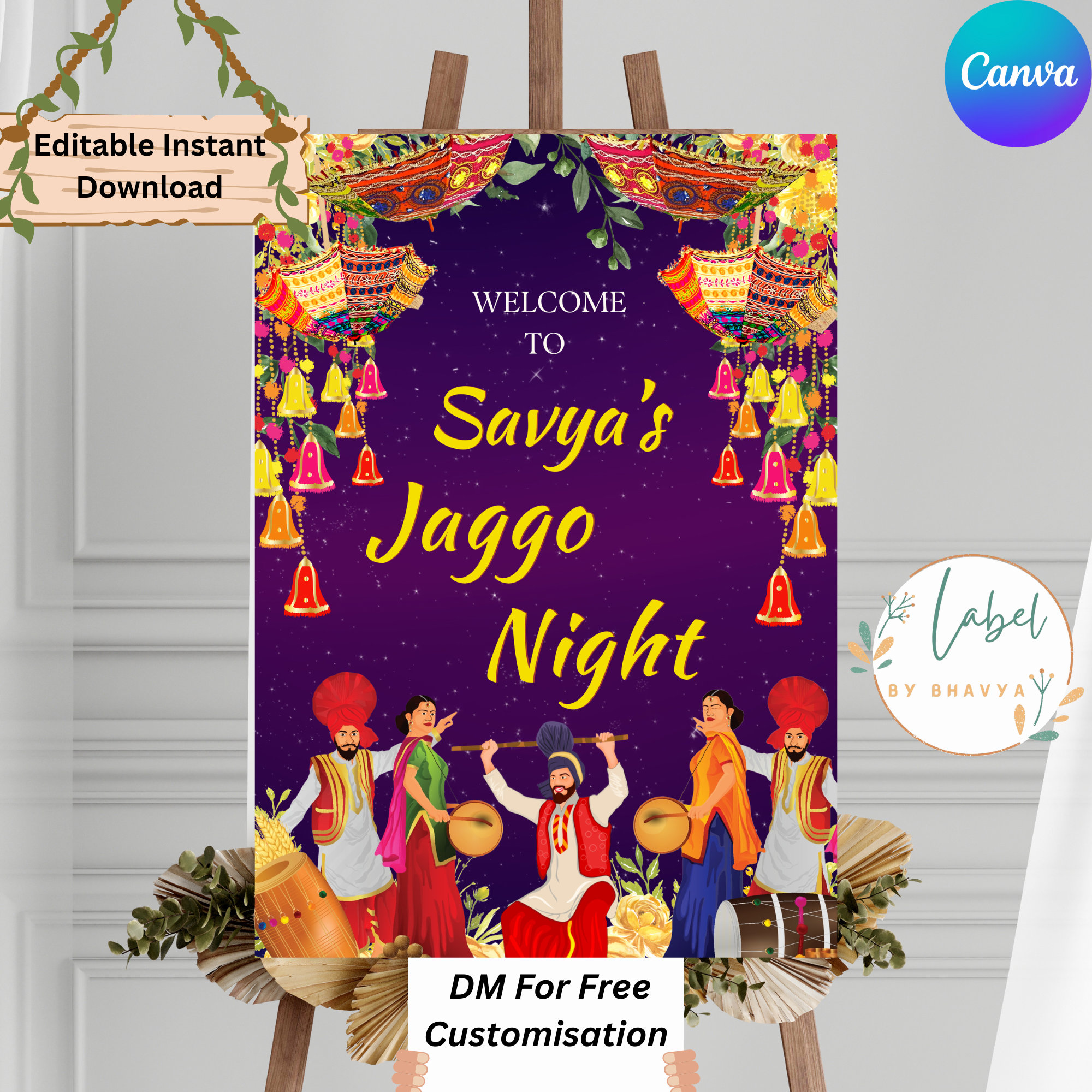 Editable Jaggo Welcome Signage ,punjabi Wedding Decor Signage,welcome ...