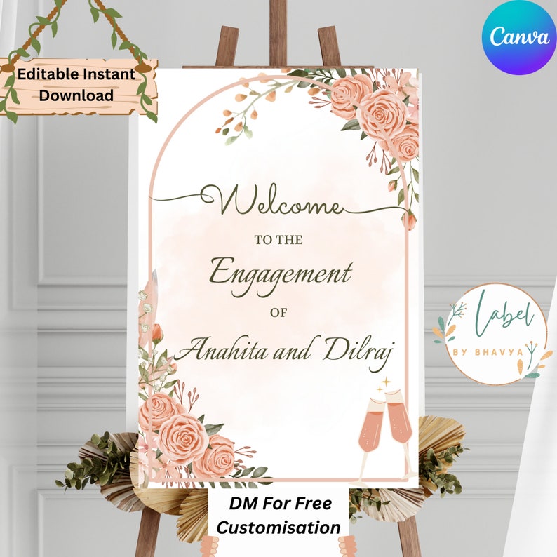 Editable Engagement Welcome Sign Template, Engagement Welcome Sign ...
