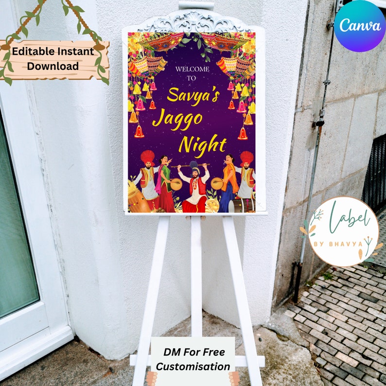 Editable Jaggo Welcome Signage ,punjabi Wedding Decor Signage,welcome ...