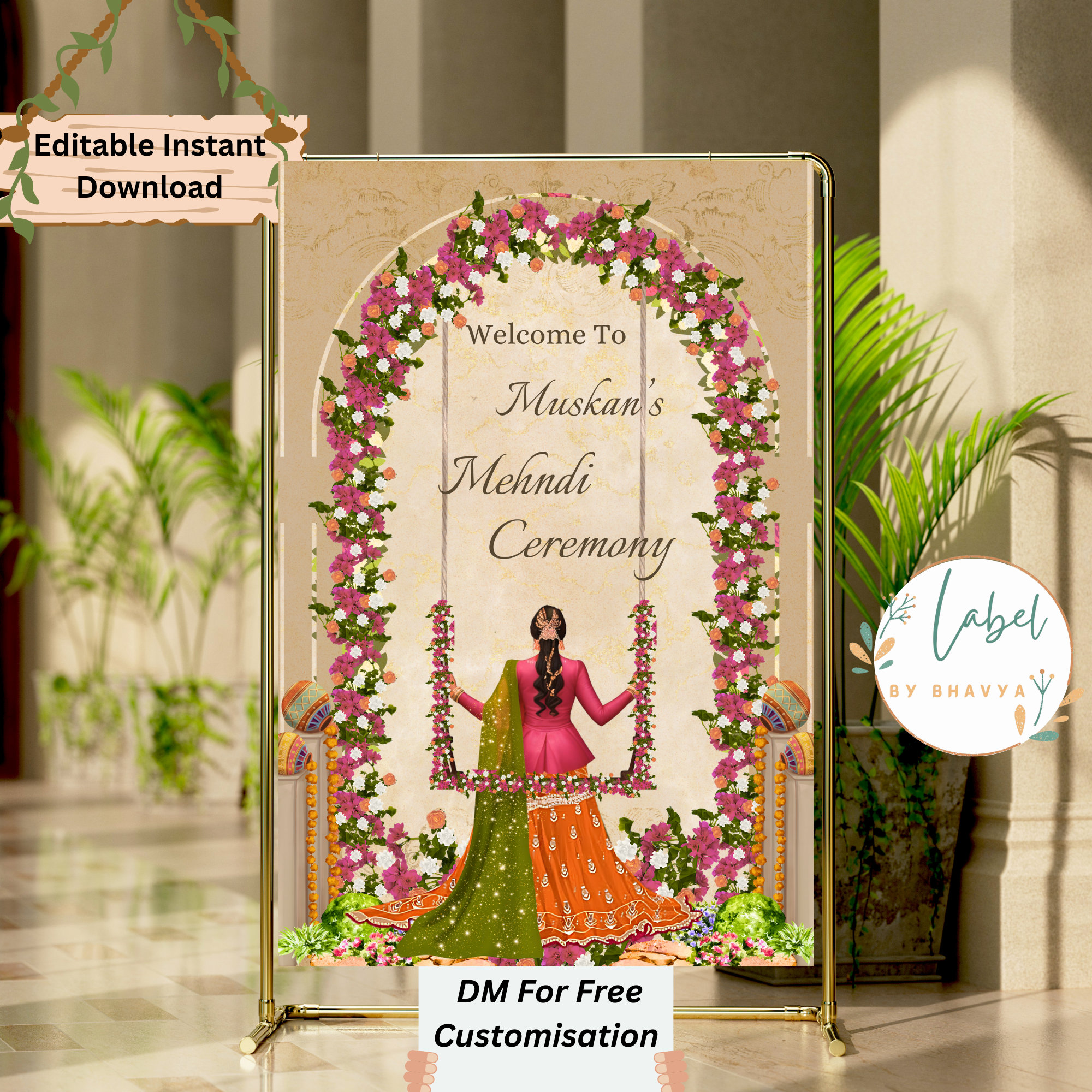 Editable Mehendi Welcome Sign Template,mehndi Welcome Sign,mehndi ...