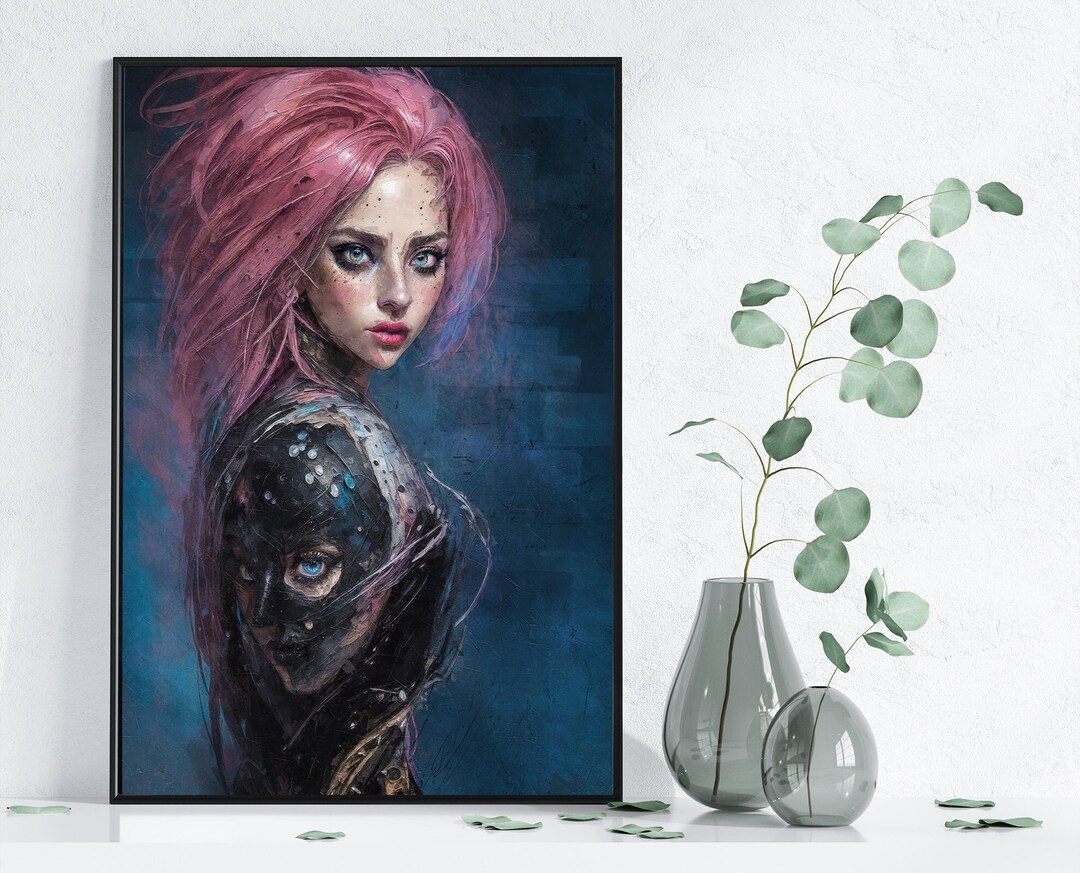 Cyber Warrior Art Print Artwork Cyber Goth Art Portrait Girl Wall Art ...