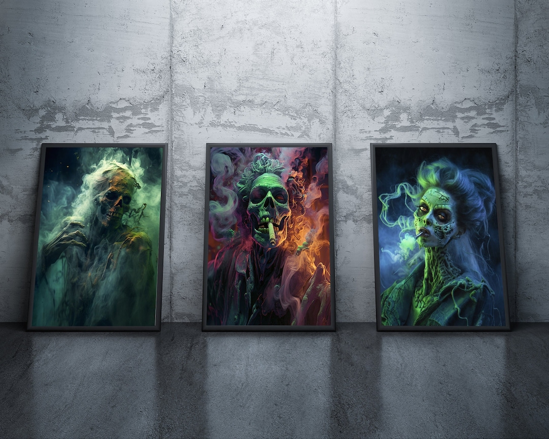 Zombie Gift, Set 3 Zombie Art Prints, Horror Prints Halloween ...