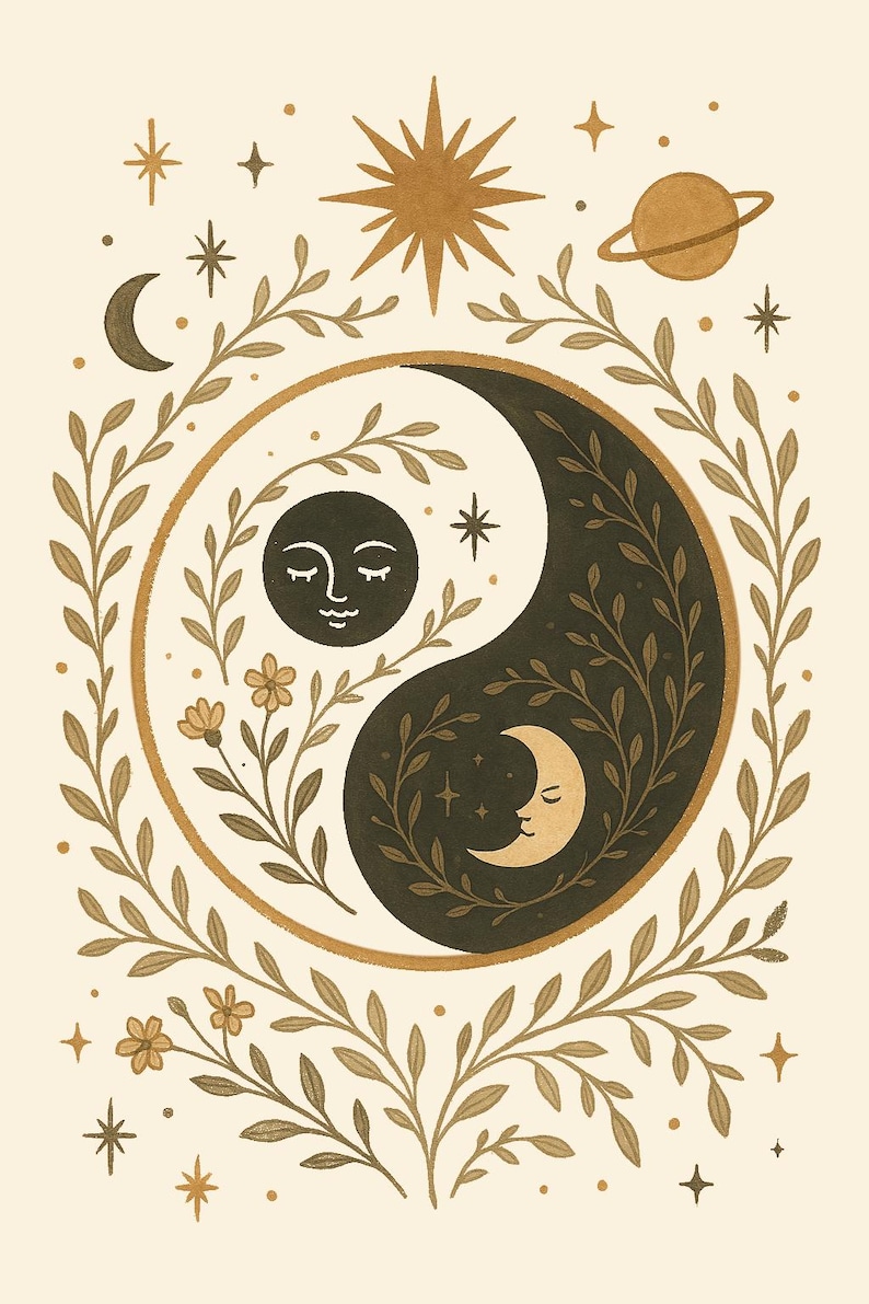 Celestial Yin Yang Art Print: Boho Nursery Decor (digital Download) - Etsy