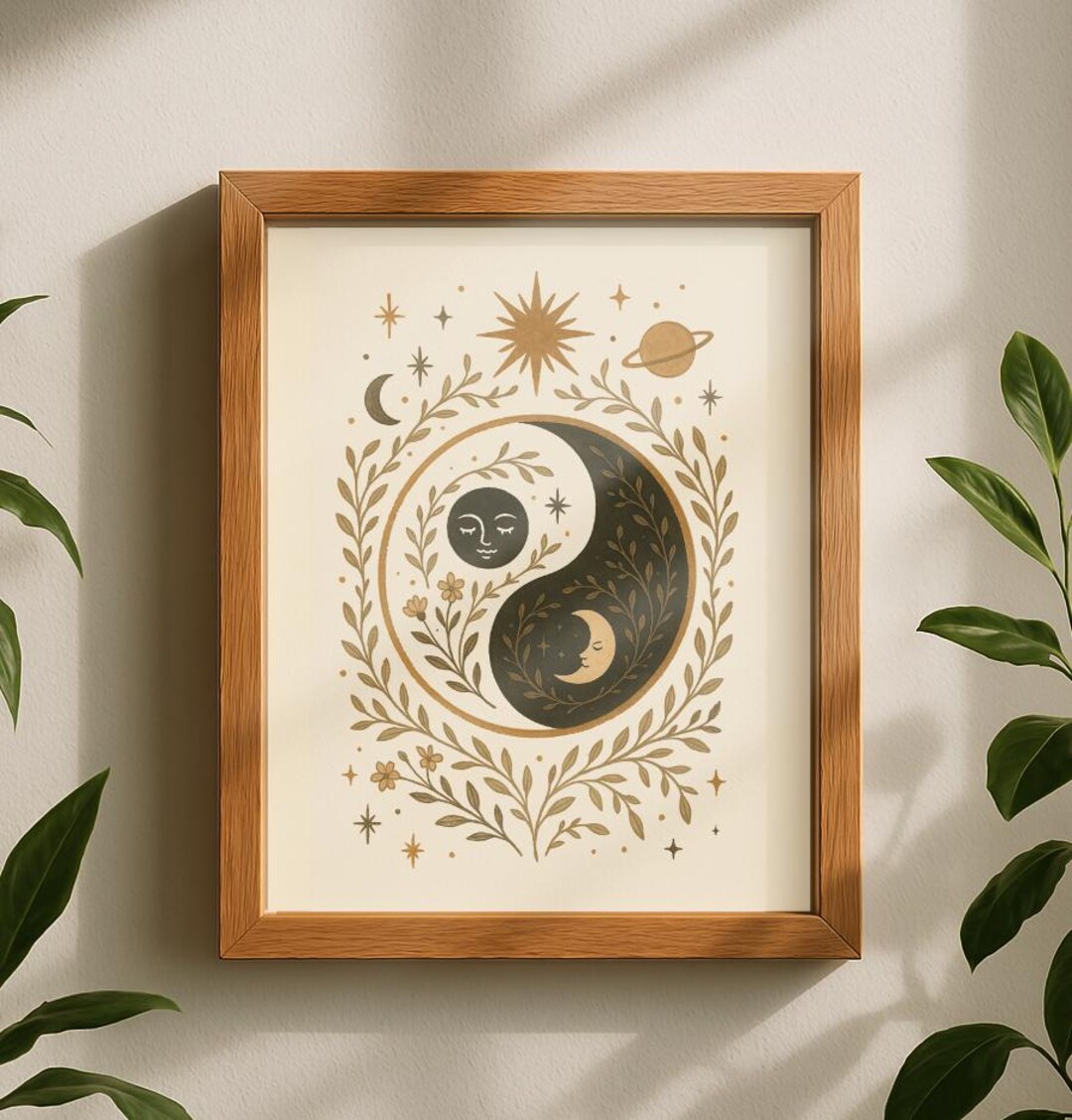 Celestial Yin Yang Art Print: Boho Nursery Decor (digital Download) - Etsy