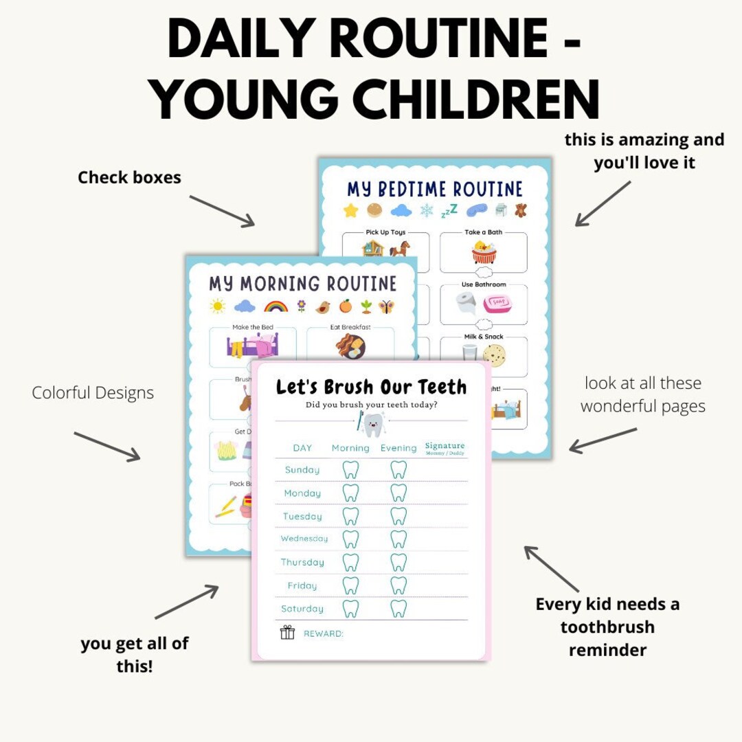 Daily Routine Chart for Young Children - Etsy Portugal