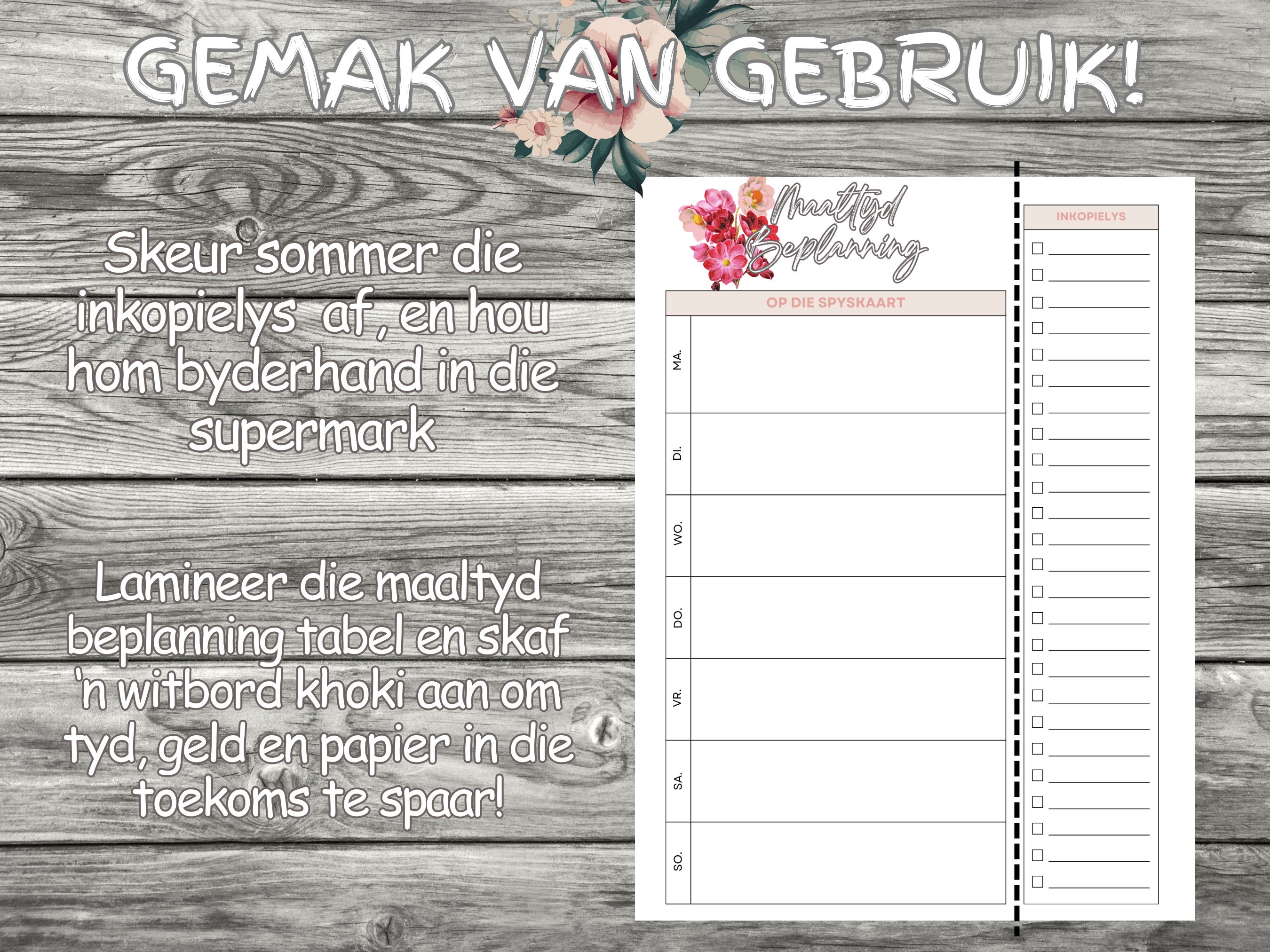 DIY Afrikaans Recipe Binder Printable, Floral Cover, Personalized A4 ...