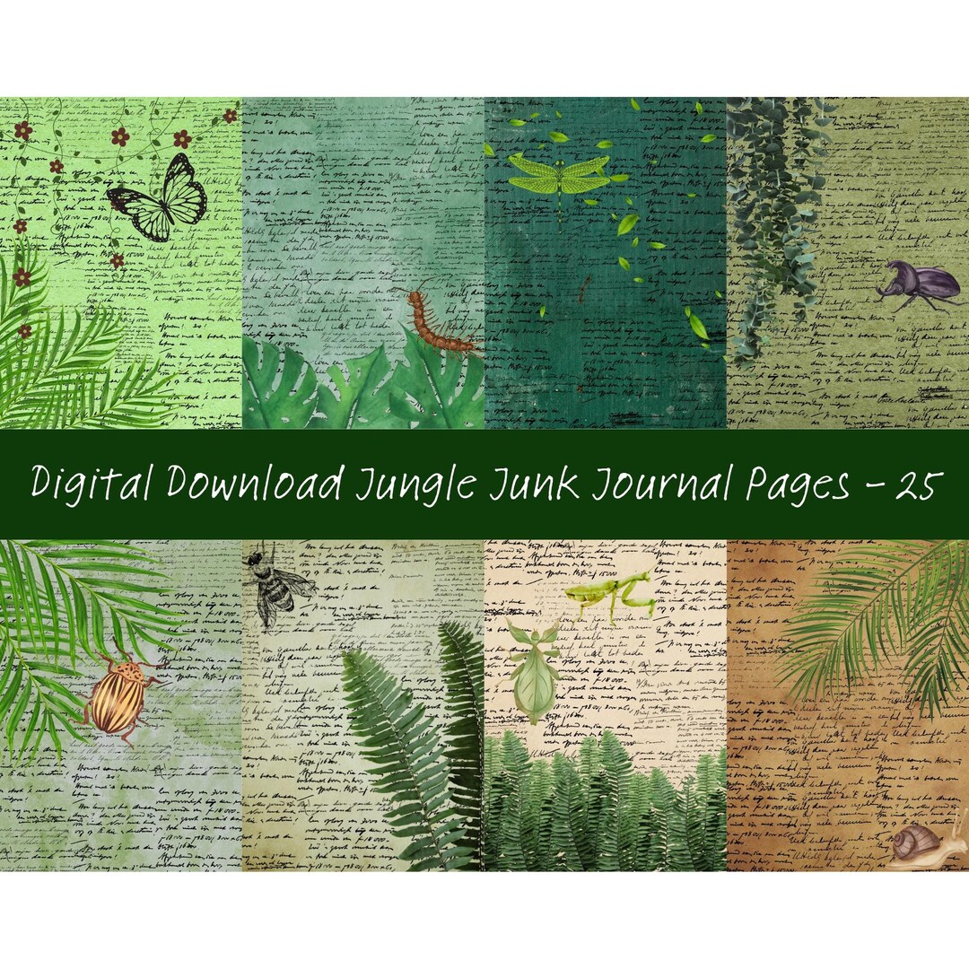 Jungle Script Junk Journal Pages Junk Journal Pages Scrapbooking ...