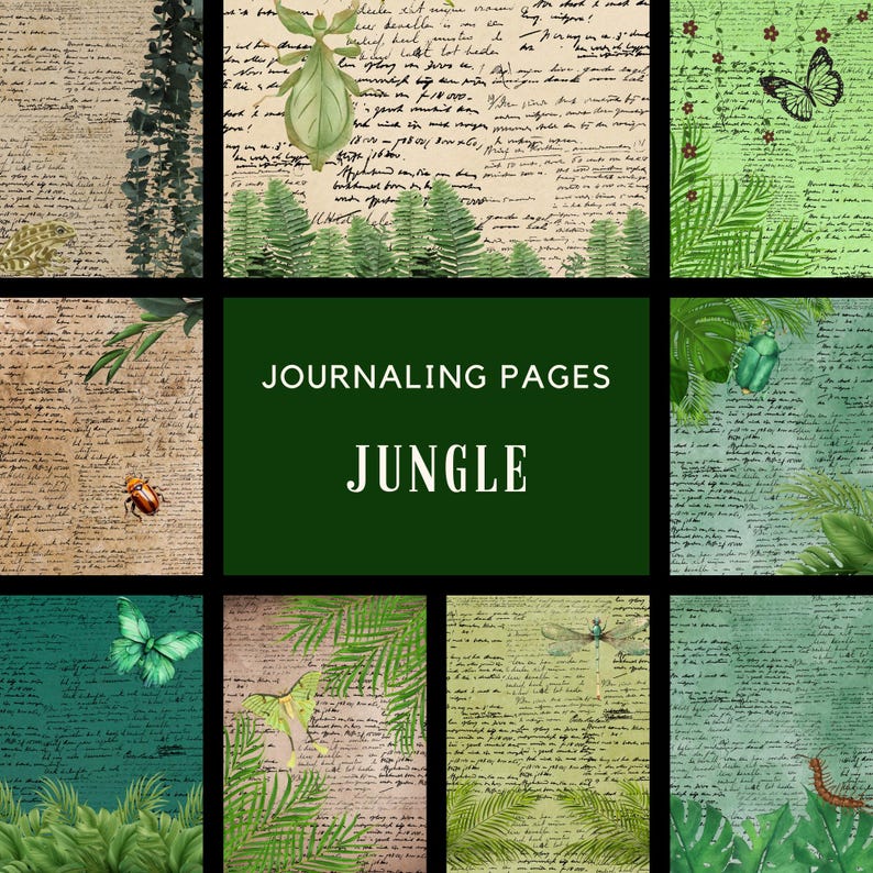 Jungle Script Junk Journal Pages Junk Journal Pages Scrapbooking ...