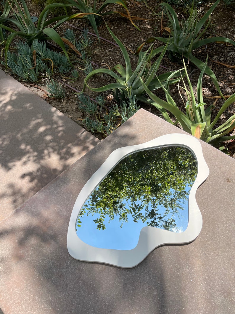Irregular Mirror. Wiggle Mirror. Curvy Mirror. Wavy Mirror White Frame ...