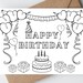 Printable Birthday Coloring Card, Digital Birthday Card, Color Your Own ...