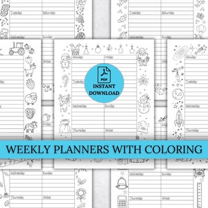 Printable Weekly Planner With Coloring, Coloring Planner, Coloring for ...