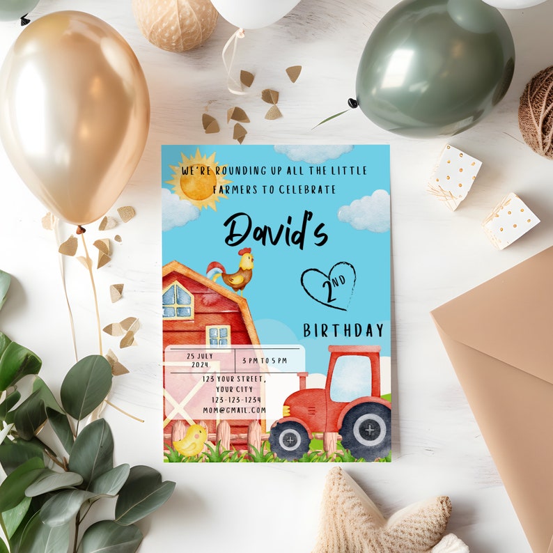 Printable Farm Birthday Invitation: Farm Animals (digital Download) - Etsy