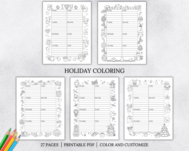 Printable Weekly Planner With Coloring, Coloring Planner, Coloring for ...