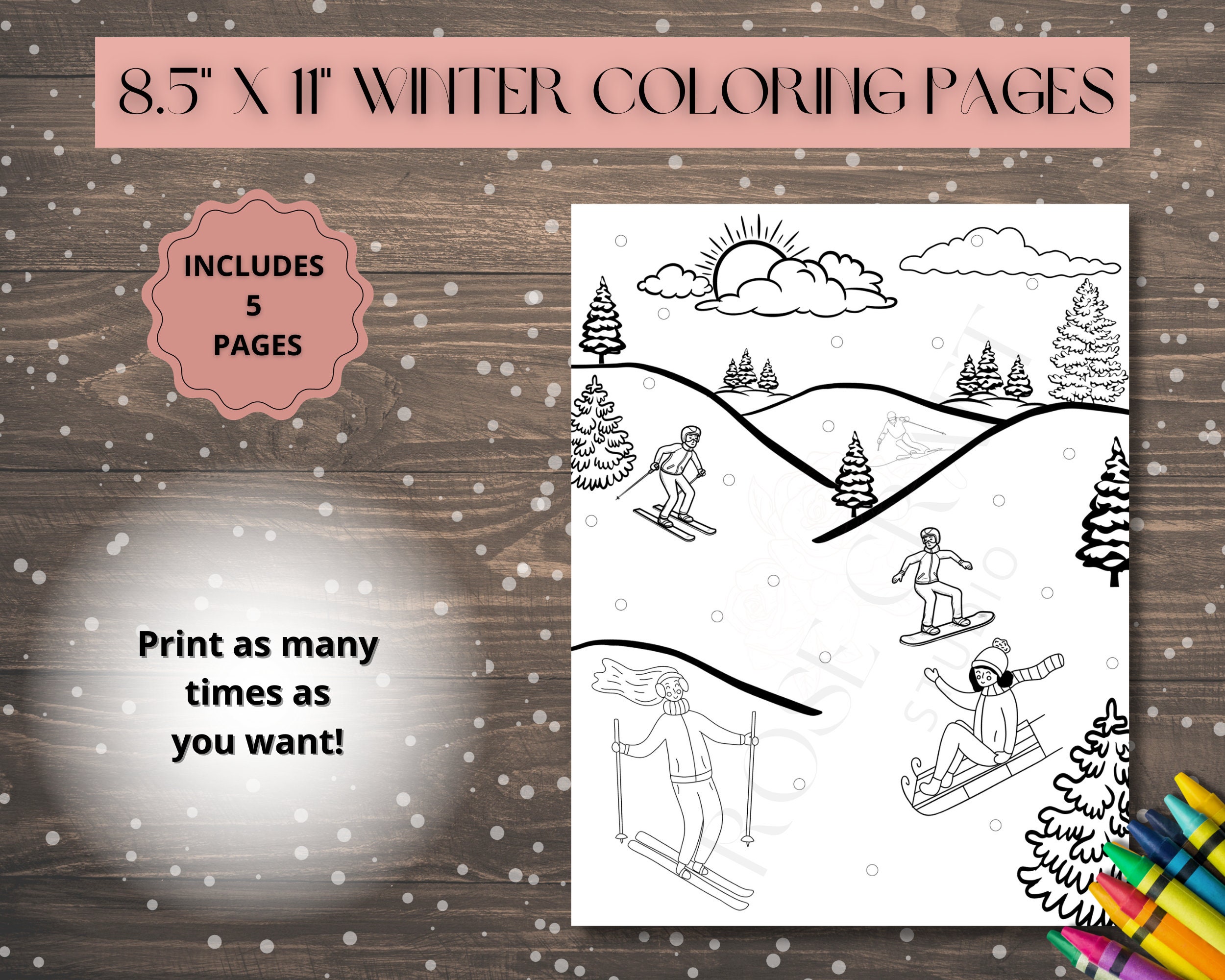Printable Winter Coloring Pages, Printable Coloring, Digital Coloring ...
