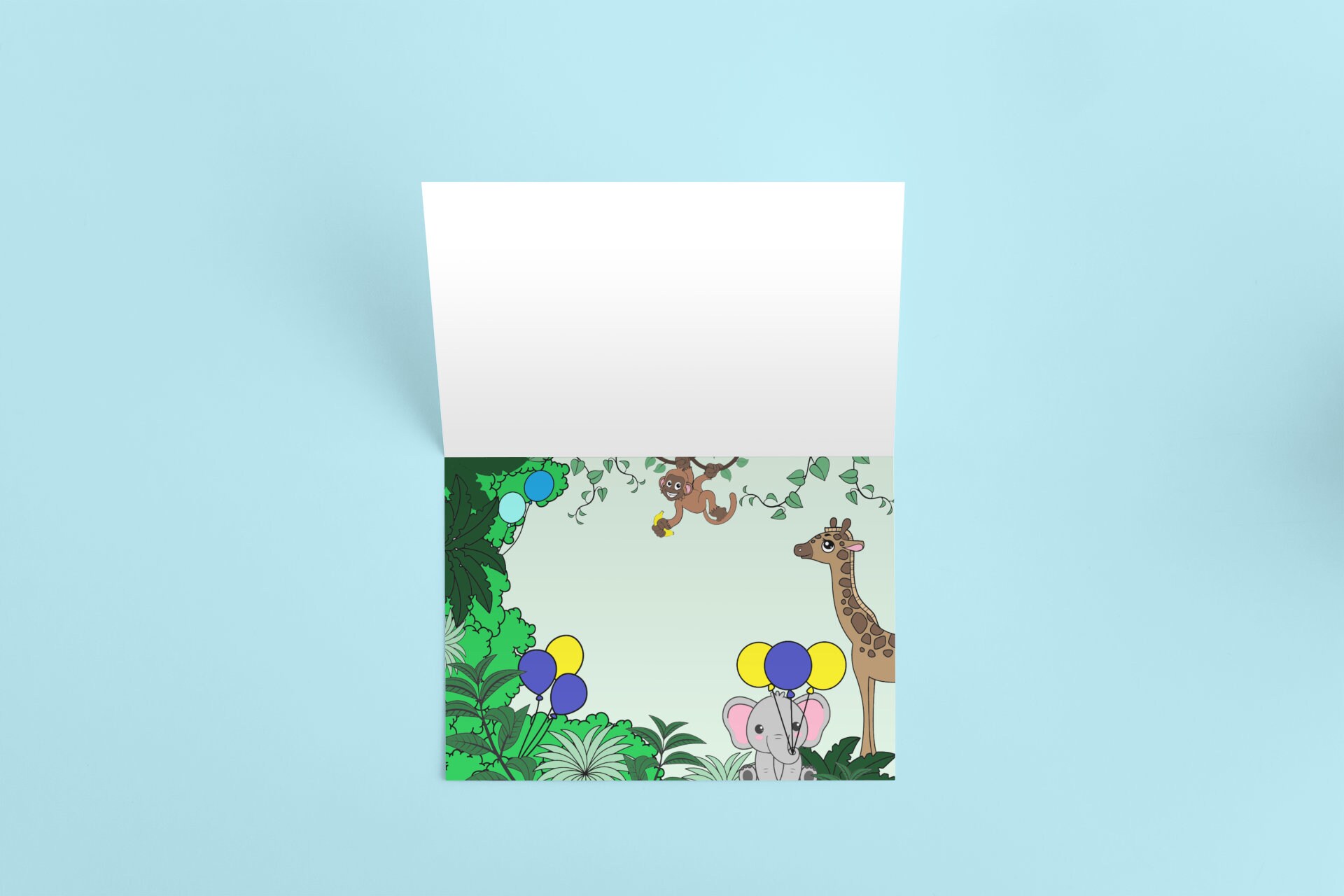 Printable Birthday Coloring Card, Birthday Card With Jungle Animals ...