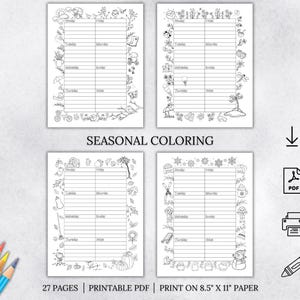 Printable Weekly Planner With Coloring, Coloring Planner, Coloring for ...