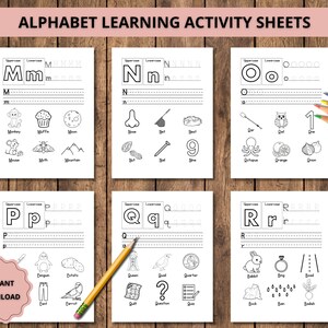 Alphabet Learning Activity Sheets, Printable, Alphabet Coloring ...