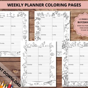 Printable Weekly Planner With Coloring, Coloring Planner, Coloring for ...