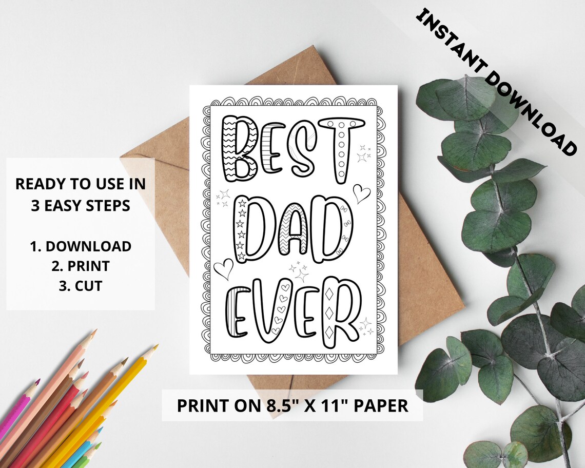 Printable Coloring Card for Dad: Father's Day Birthday Gift (PDF) - Etsy