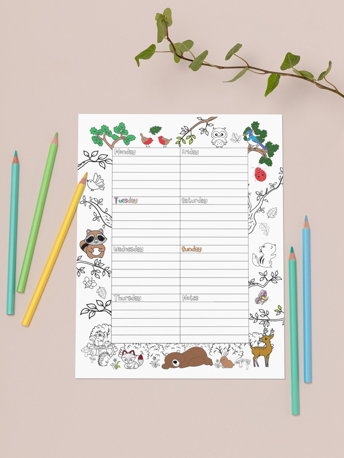 Printable Weekly Planner With Coloring, Coloring Planner, Coloring for ...