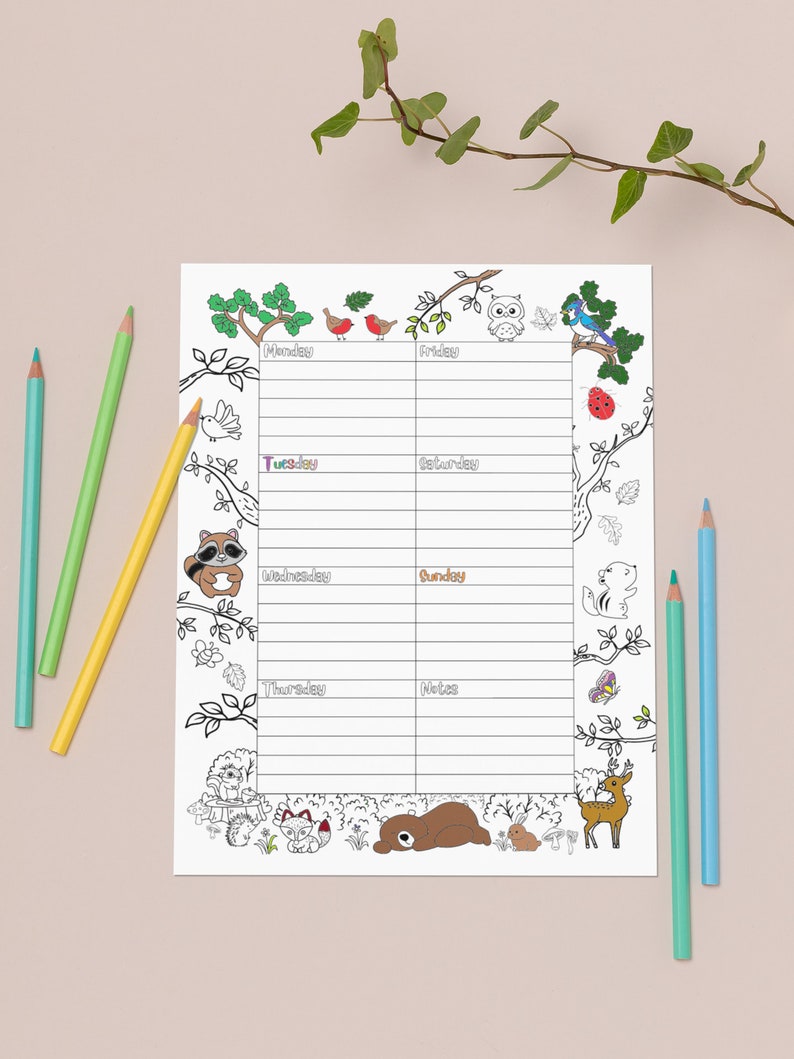 Printable Weekly Planner With Coloring, Coloring Planner, Coloring for ...
