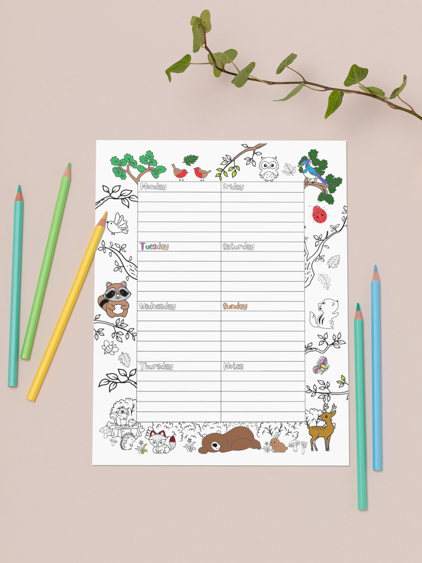 Printable Weekly Planner With Coloring, Coloring Planner, Coloring for ...