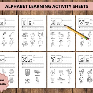 Alphabet Learning Activity Sheets, Printable, Alphabet Coloring ...