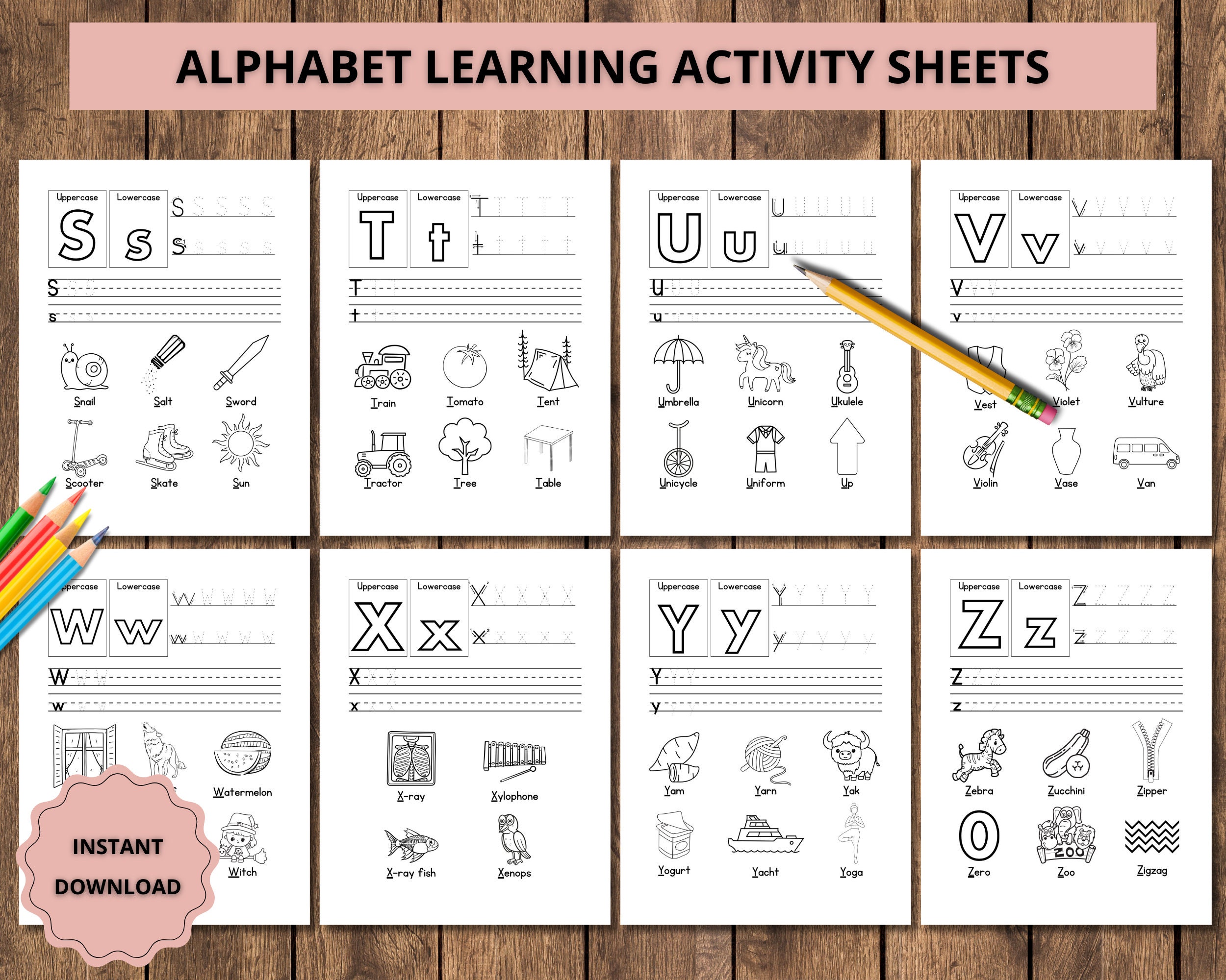 Alphabet Learning Activity Sheets, Printable, Alphabet Coloring ...