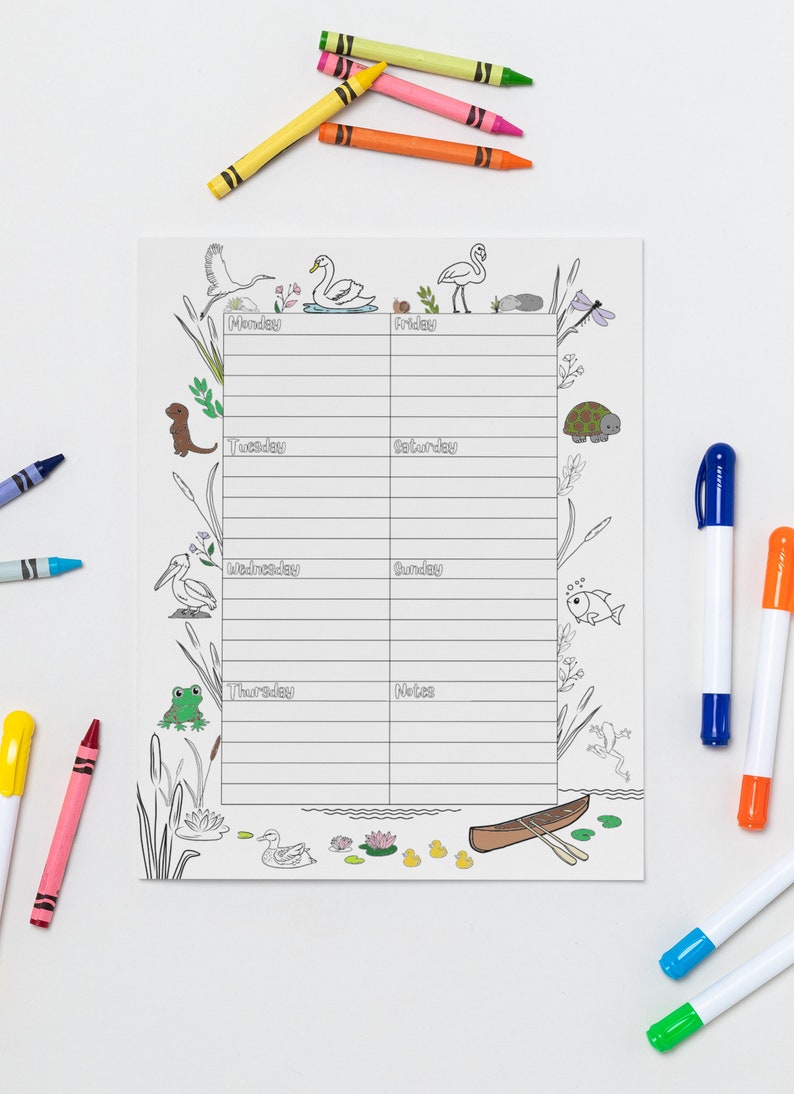 Printable Weekly Planner With Coloring, Coloring Planner, Coloring for ...