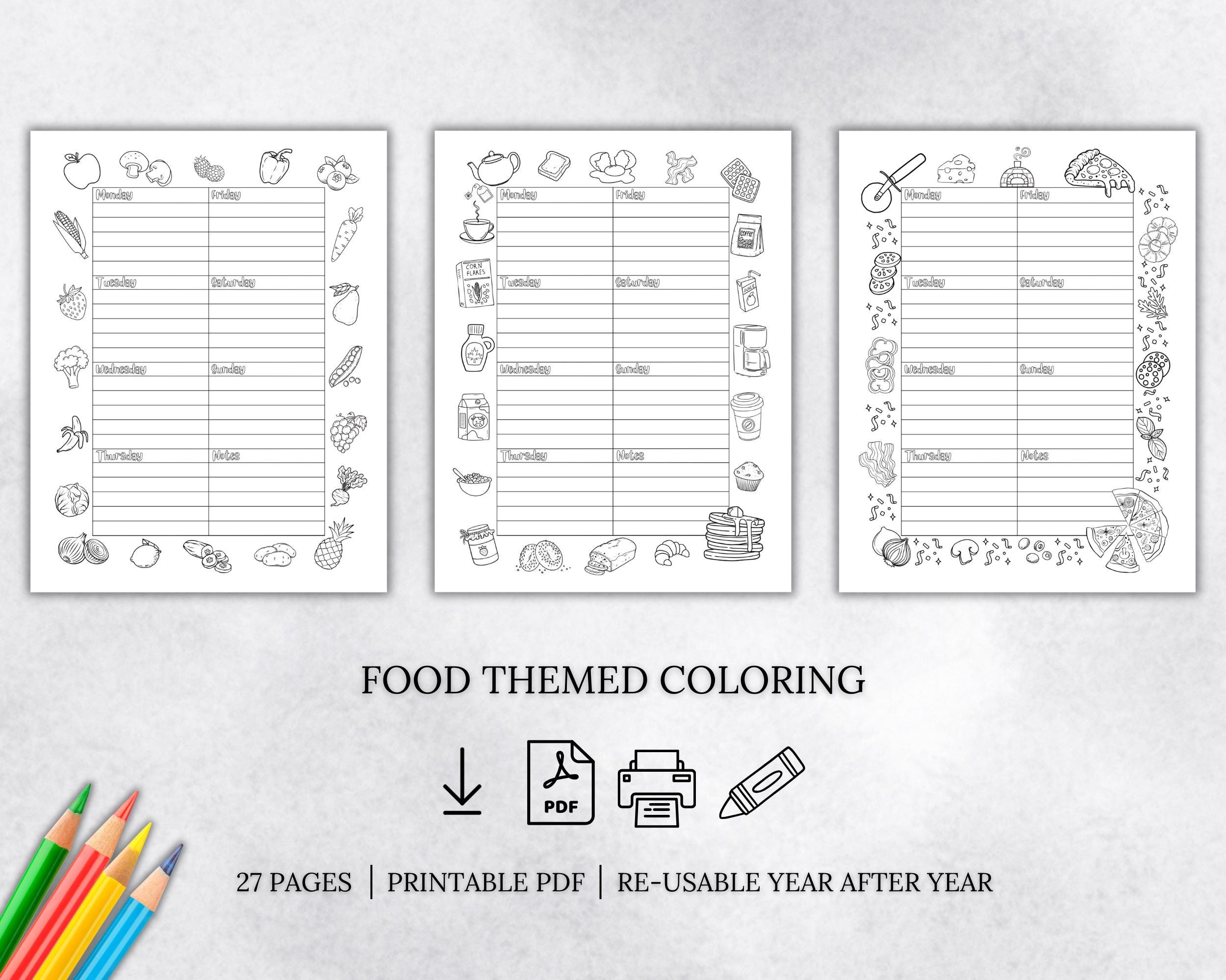 Printable Weekly Planner With Coloring, Coloring Planner, Coloring for ...