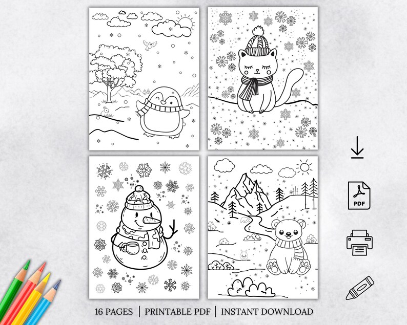 Printable Winter Coloring Pages, Printable Coloring, Seasonal Coloring ...