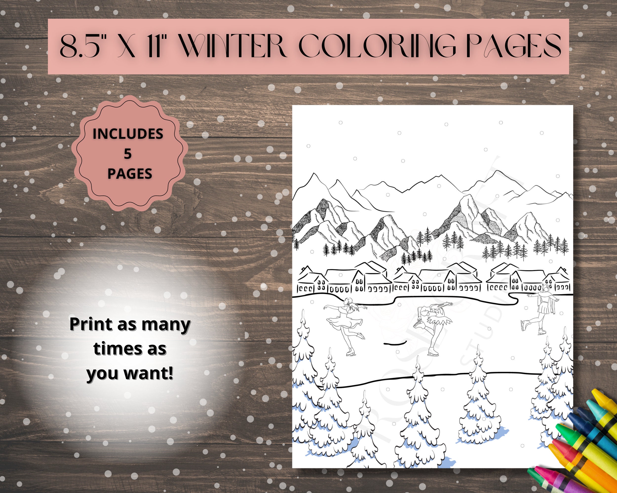 Printable Winter Coloring Pages, Printable Coloring, Digital Coloring ...
