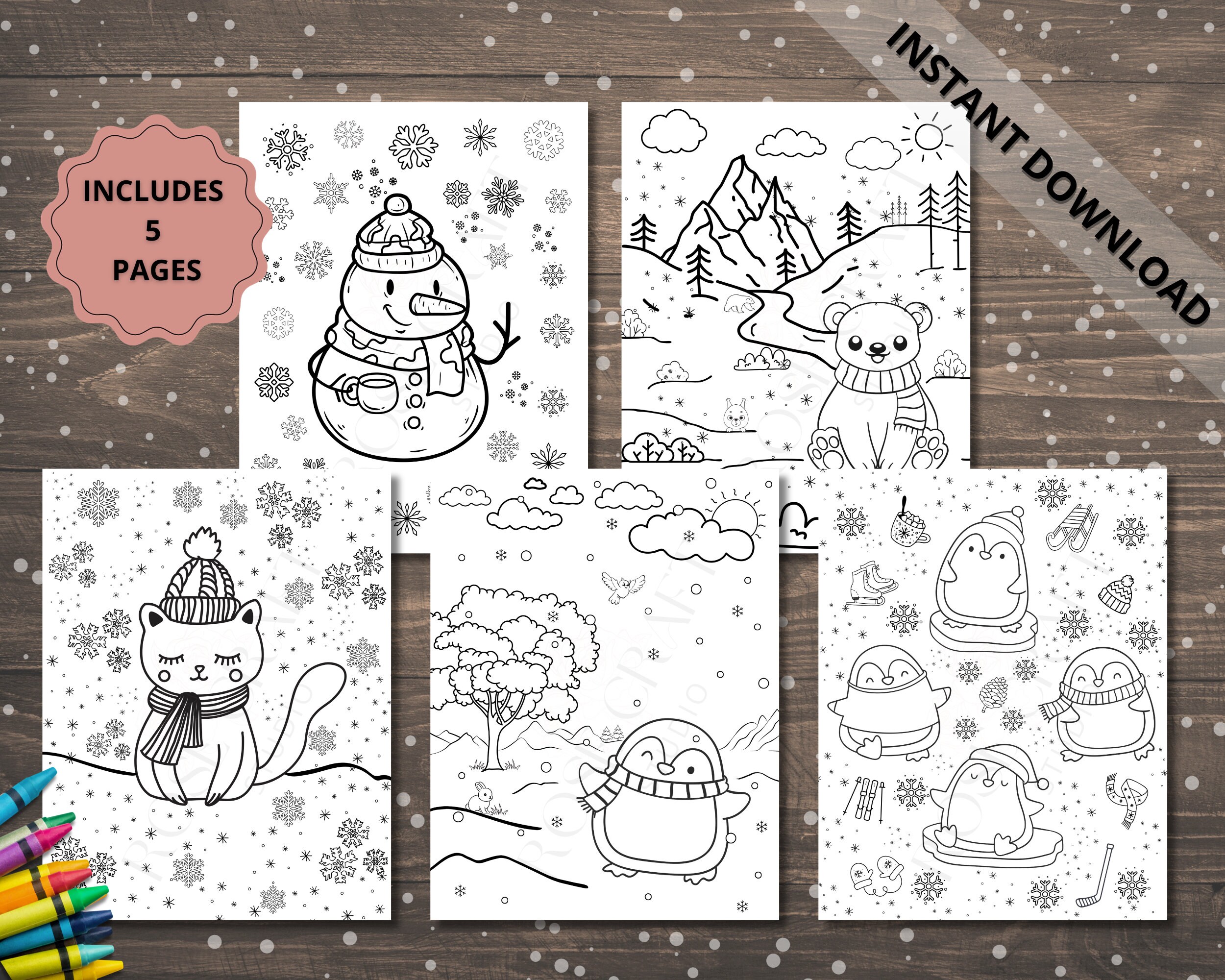 Printable Winter Coloring Pages Winter Activity Digital - Etsy
